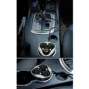 Skyocean 3 Socket Cigarette Lighter Splitter Power Adapter + 3 USB Car Charger 120W 12V/24V DC Outlet with Volt Meter, On/Off Switch for Cell Phone GPS Dash Cam & All Electronic Devices (Black)