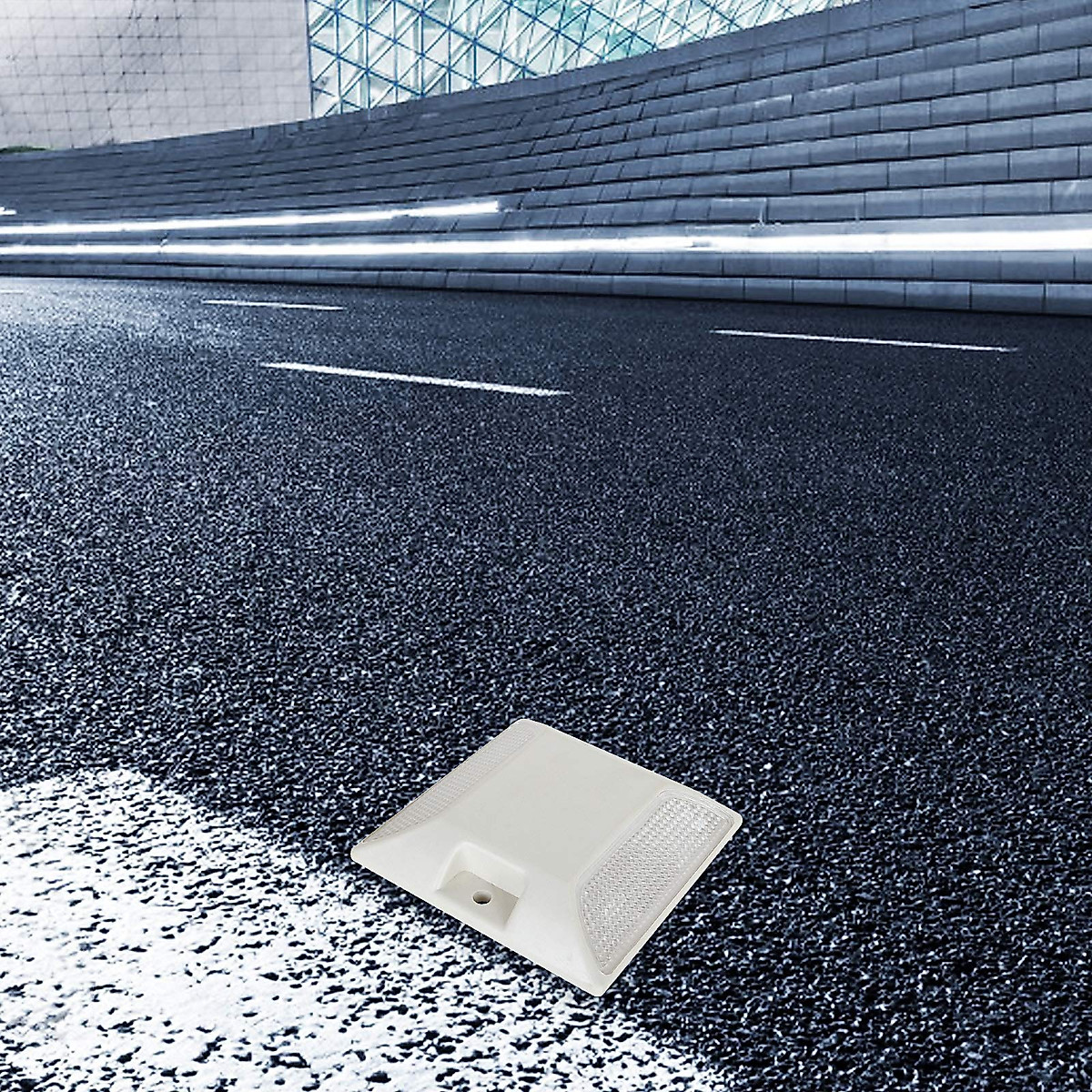 20Pack White Reflective Road Driveway Marker 3-3/4”x 3-3/4”Street Pavement & Asphalt Stud Markers, Great Reflecting for Speed Bumps, Sidewalks, Pedestrian Crossings, Freeways, Driveways