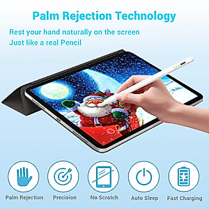Stylus Pen for Apple Ipad Pencil - Ipad Pen for iPad 10th 9th Generation Palm Rejection with Apple Pen 2018-2024 Ipad 9th 8th 6th 7th Gen Mini 6th 5th Ipad Air 3/4/5 Gen iPad Pro 11-12.9 inch White