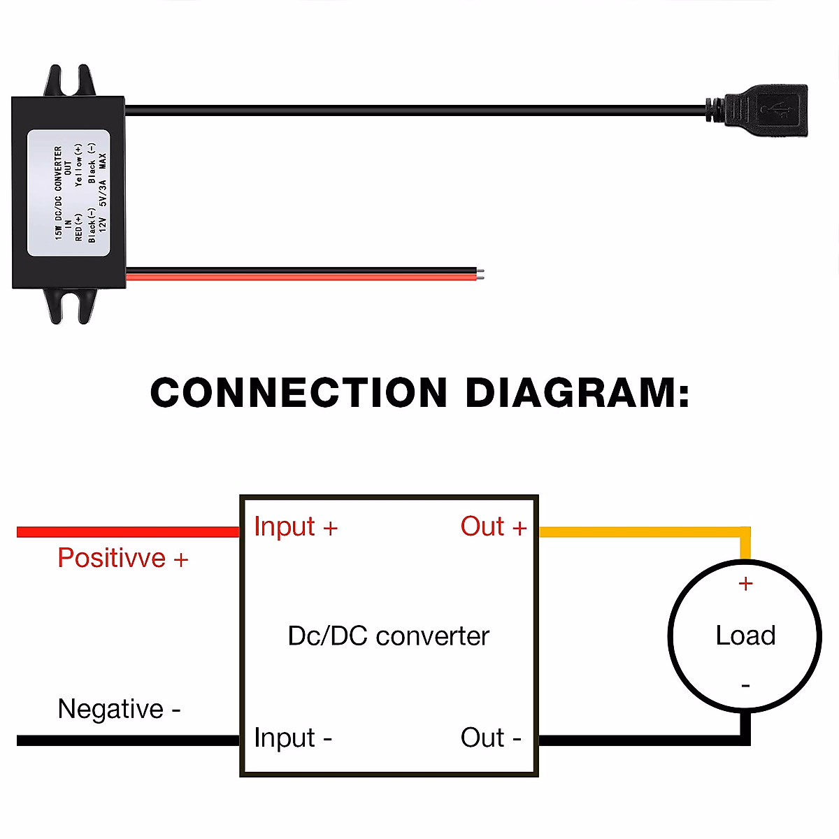 Weewooday 12V to 5V DC Converter Buck Module USB Output Power Adapter DC to DC Regulator Car Power Converter