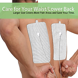 TENS Unit Replacement Pads Standard 3.5mm Snap-on 4 * 8" Large Reusable TENS Unit Pads Premium Non-Irritating TENS Pads Replacement Self-Adhesive Electrode Pads for Muscle Stimulator Therapy - 4Pcs