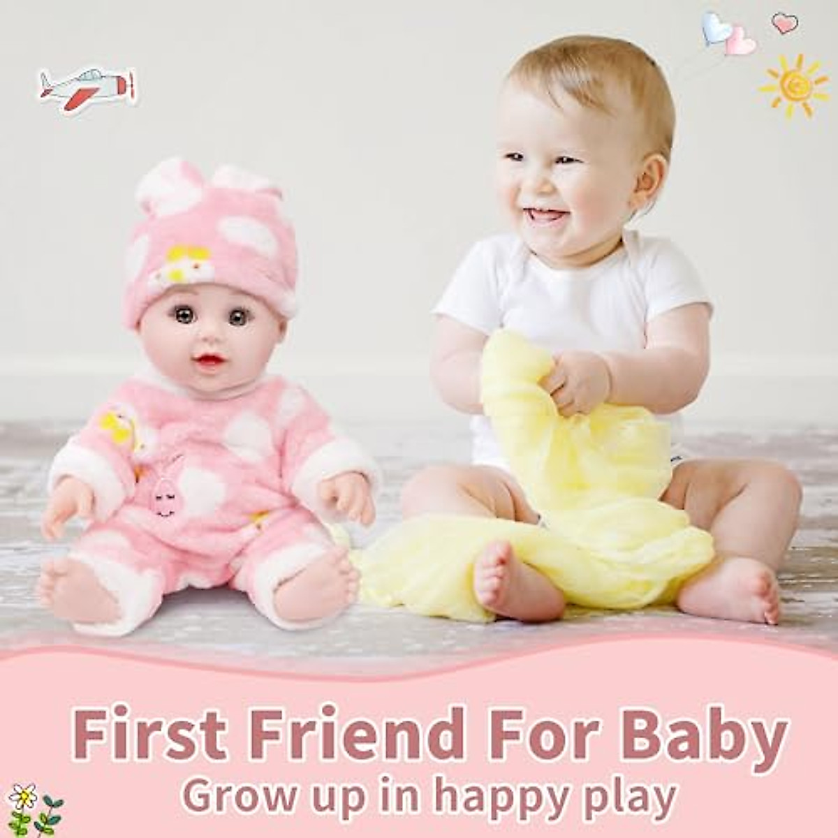 TUSALMO 12 Inch Baby Doll with Accessories Set,Soft Baby Dolls for 3+ Year Old Girls boy,Baby Toys for Birthday Gift