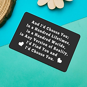 Metal Wallet Card Anniversary Card Gift for Boyfriend Husband Valentines Day Gifts for Him I'd Choose You Metal Cards Couple Gifts Wedding Day Gift Groom Gift from Bride Husband Gift from Wife Jewelry