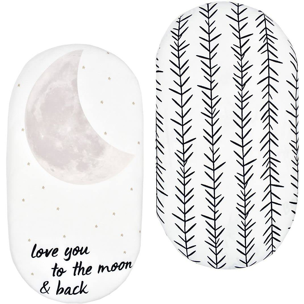 2 Pack Stretch Bassinet Sheet Moses Basket Sheet, Neutral Cradle Sheet for Bassinet Pads/Mattress, for Boys Girls (Black)