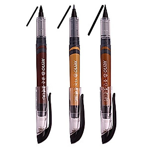 Xeno Calligraphy Brush Pen, Fude Pen, Narrow Tip, Kanji China Japan (Fine,Medium,Bold Point)-Black Ink (Pack of 3)