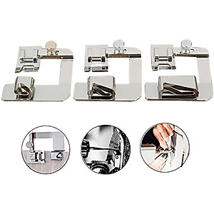 Windman 3 Sizes Wide Rolled Hem Pressure Foot Sewing Machine Presser Foot Hemmer Foot Set 1/2 Inch, 3/4 Inch, 1 Inch Low Shank Sewing Machine Presser Foot for Brother Singer
