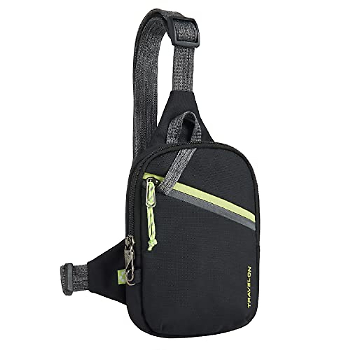 Travelon Greenlander Sustainable Anti-Theft Compact Sling, Jet Black, 5" W x 7.25" H x 1.75" D