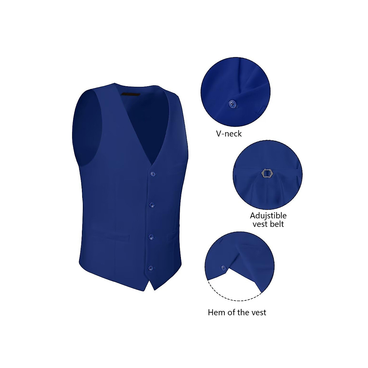 Wehilion Men's Suits 2 Pieces, Navy Blue Vest Pants Set for Men V-Neck Slim Fit Casual Waistcoat Suit nv-xs