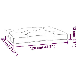 vidaXL Outdoor Pallet Cushion - UV and Water-Resistant Fabric, Gray Check Pattern, Polyester, Comfortable Hollow Fiber Filling, Versatile for Indoor/Outdoor Furniture - 47.2" x 31.5" x 4.7"