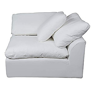 Sunset Trading Cloud Puff 4 Piece Modular Performance White Sectional Slipcovered Sofa,