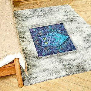 ALAZA Cute Abstract Owl and Psychedelic Ornate Pattern Chair Pad Seat Cushion for Office Car Outdoor Indoor Kitchen, Soft Memory Foam, Back Pain, Coccyx & Sciatica Relief, 15.7x15.7 in