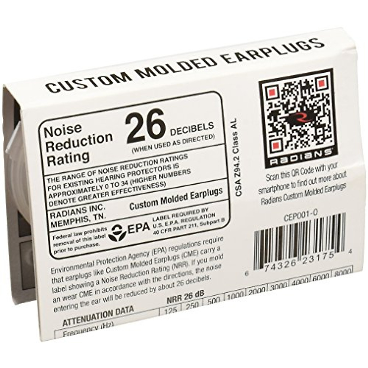 Radians Custom Molded Earplugs, Orange