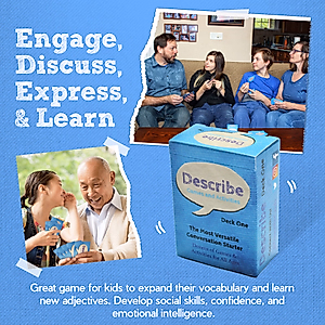 Describe Cards - Deck One Conversation Cards, Over Two Dozen Games and Social Emotional Learning Activities for Families, Therapy, School and More. Includes More Than 300+ Questions.