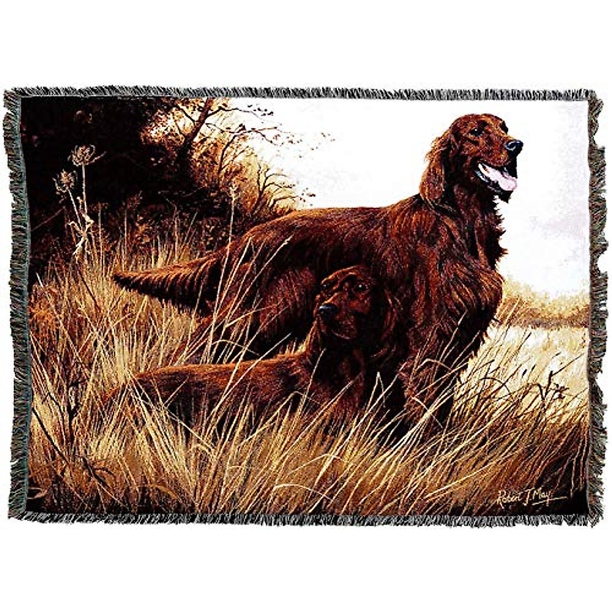 Pure Country Weavers Irish Setter Blanket by Robert May - Gift for Dog Lovers - Tapestry Throw Woven from Cotton - Made in The USA (72x54)