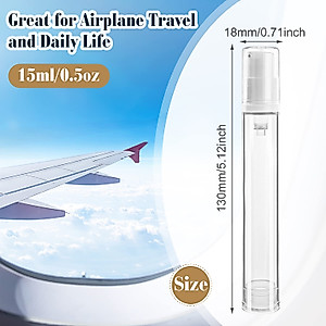 20Pcs 15ml/0.5oz Airless Pump Bottle Refillable Plastic Airless Vacuum Dispenser Portable Clear Cosmetic Sample Vial Container Jars for Lotion Emulsion Toiletries Liquid Foundation