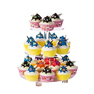 Cupcake Stand, Round Acrylic Cupcake Tower, 3 Tier Cupcake Holder for 24 Pcs, Clear Cup Cake Tree, Dessert Display Stand for Wedding, Party, Birthday…