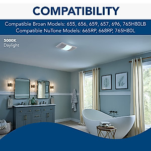 Broan-NuTone FG110HBS Heater Upgrade Grille with Dimmable LED and Color Adjustable CCT Lighting Bath Fan Exhaust Cover, 110 CFM, White