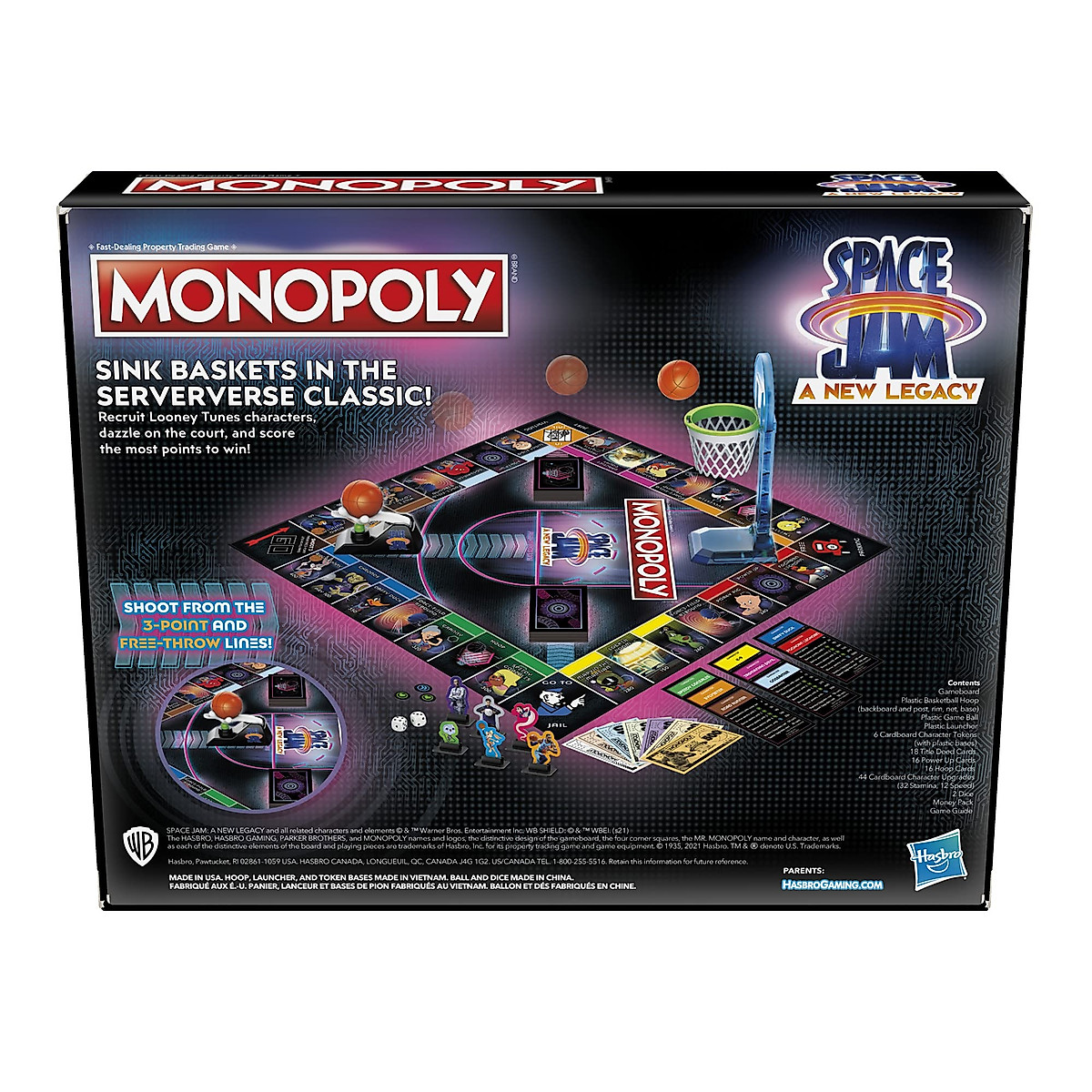 Monopoly: Space Jam A New Legacy Edition Family Board Game, Strategy Game, Kids Ages 8 and Up, Lebron James Space Jam Game, Shoot Hoops