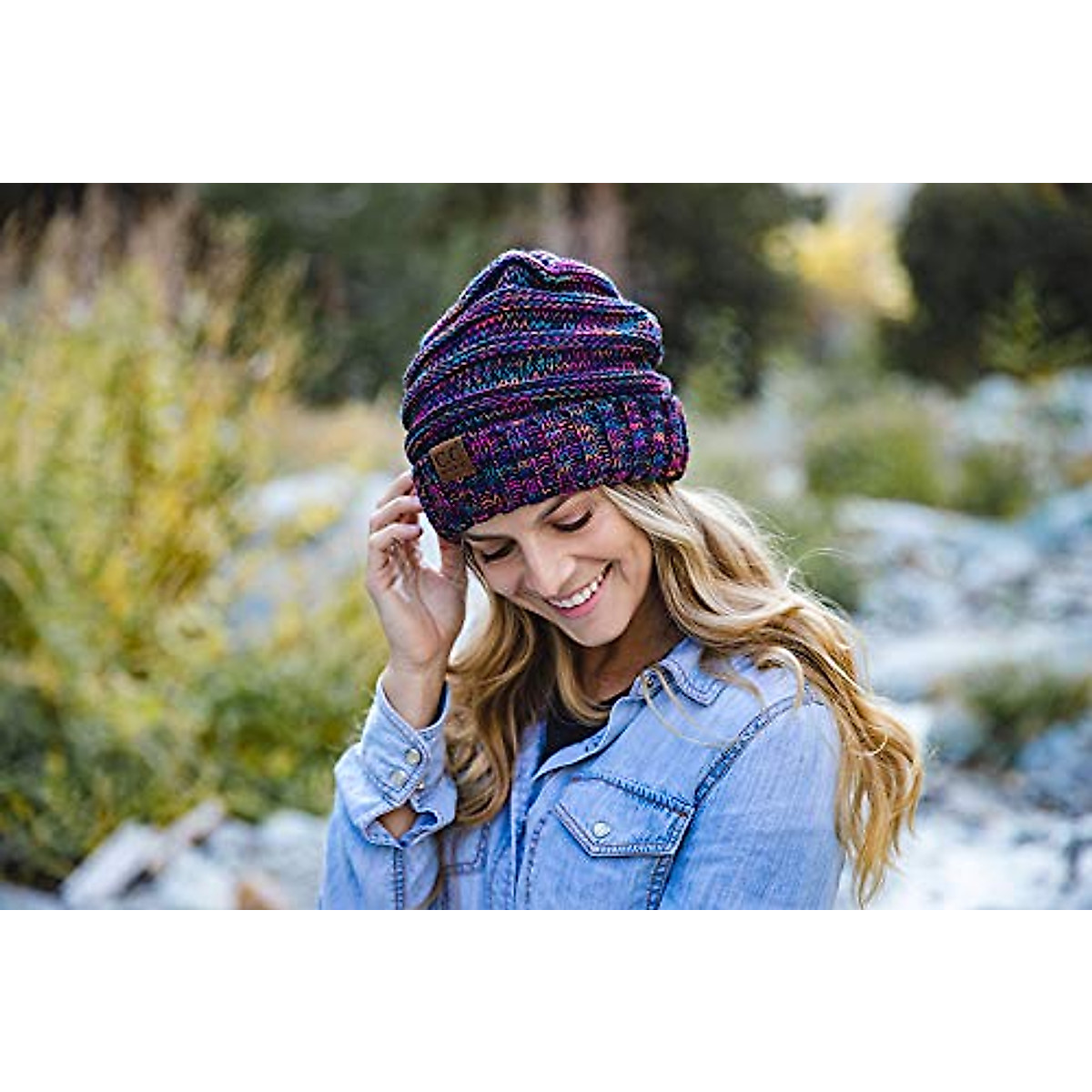 Funky Junque Oversized Slouchy Beanie - Black Kaleidoscope