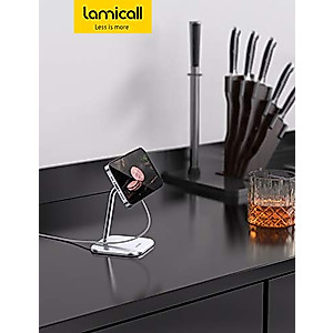 Lamicall Phone Stand for MagSafe Charger - Adjustable Aluminum Charging Holder Dock Cradle for Desk 360° Rotation, Compatible with Apple iPhone 14 Plus 13 12 Mini, Pro, Pro Max[MagSafe Not Included]