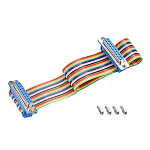 uxcell IDC Rainbow Wire Flat Ribbon Cable DB25 Female to DB25 Female Connector 2.54mm Pitch 11.8inch Length