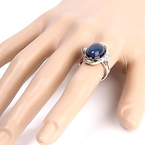 ODETOJOY Emotional Mood Ring Heart Butterfly Color Change Mood Magic Oval Temperature Control Rings Size Adjustable Antique Silver Boho Finger Ring (Oval)