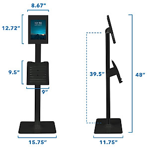 Mount-It! Secure Tablet Floor Stand for iPad, iPad Pro, iPad Air, Samsung Tab A | Anti-Theft Tablet Floor Mount Compatible with 10.2 and 10.5" Tablets | Tablet Kiosk Floor Stand (MI-3770B_G7), Black