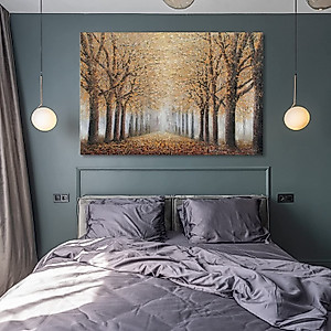 Tree Wall Art Hand Painted Forest Oil Painting Yellow Woods Art Autumn Landscape Home Decor Great Wall Art Paintings Canvas Wall Decor Home Decor Living Room Decor Aesthetic 24x36inch(60x90cm) Unfra