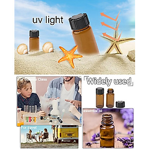 JIUWU 0.3 Oz 10 mL Amber Small Glass Vials, Liquid Sampling Glass Bottles Clear Vials Screwcap Lab Container, Pack of 50