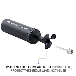 The Friendly Swede Ball Pump for Sports Balls, Including Ball Pump Needles and Nozzles, Hand Air Pump for Balls, Basketball Pump, Hand Pump for Inflatables, Soccer Ball Pump - Black (3 Pack)