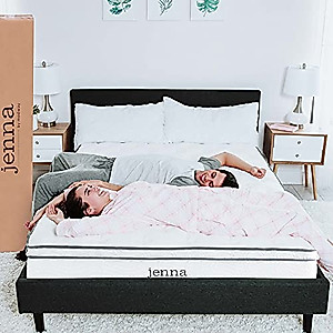 Modway Jenna 10” Queen Innerspring Mattress Quality Quilted Pillow Top-Individually Encased Pocket Coils-10-Year Warranty, White