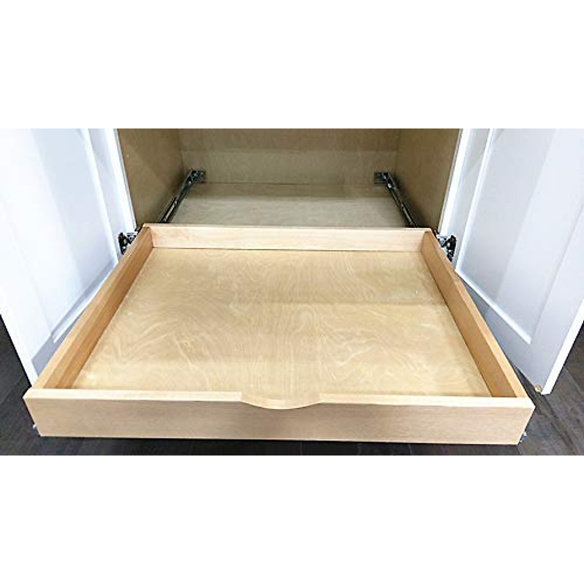 29'' Width Cabinet Roll Out Tray Wood Pull Out Tray Drawer Box Kitchen Cabinet Organizer, Cabinet Slide Out Shelves, Include Side Mount Drawer Tracks Glides Wood Spacers -DIY (Fit RTA Face Frame B33)