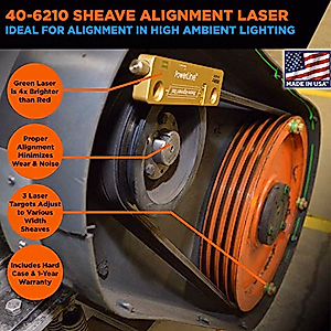 Johnson Level & Tool 40-6210 Magnetic Sheave Alignment Laser with GreenBrite Technology, Green, 1 Kit