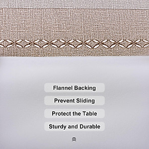 Vonabem 100% Waterproof Rectangle PVC Tablecloth, Vinyl Table Cloth Cover with Flannel Backing Oil Spill Proof Wipeable Table Cloths for Indoor Outdoor（Coffee Stripe,52x70IN