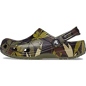 Crocs Unisex Classic Hemp Leaf Clogs, Half Baked and Weed Graphics, Army Green/Multi, Numeric_6 US Men