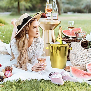 Champagne Ice Bucket,Ice Bucket for Parties,Stainless Steel Ice Bucket Champagne Cooler Chiller,5L Wine Cooler Great for Home Bar Beer,Gold