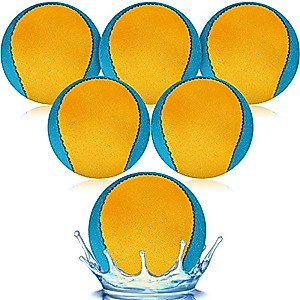 6 Pcs Water Jumping Ball 2 Inch Water Bouncing Ball Water Balls Water Skipping Beach Ball Beach Toys Pool Accessories for Boys Girls Gift Outdoor Games Activities Pool River Lake (Yellow, Sky Blue)