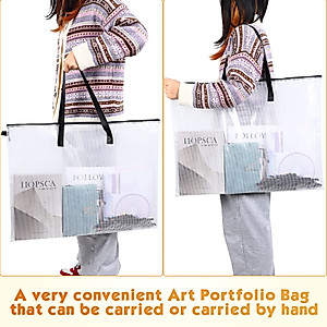 20 Pcs Art Portfolio Bag, 19'' x 25'' Clear Portfolio Folder for Artwork with Zipper and Handle A4 Pencil Bag 9'' x 13'' Plastic Mesh Zipper Pouch for Large Posters Artwork Bulletin Boards Painting