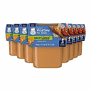 Gerber Baby Food 2nd Foods, Dinner, Chicken & Rice Puree, 4 Ounce Tubs, 2-Pack (Pack of 8)