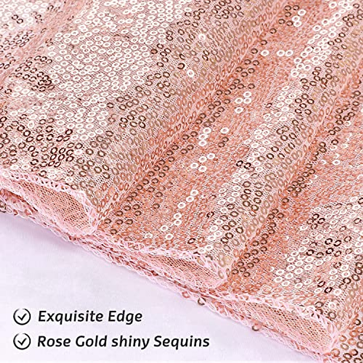 6 Pack Sequin Table Runner Rose Gold, 12 x 108 inch Glitter Rose Gold Table Runner for Rectangle Table for Birthday, Wedding, Banquet, Holiday Party Decorations, Christmas Gift & Baby Shower