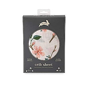 Red Rover Kids All-Cotton Muslin Fitted Crib Sheet- 52”x 28”x 9”- 100% Cotton – Machine Washable – Lightweight & Breathable – Playful Designs – Nursery, Crib, Bed – Unisex (Peach Blossom)