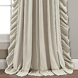 Lush Decor Reyna Ruffle Window Curtain Panel Set for Living, Dining, Bedroom (Pair), 54"W x 95"L, Wheat