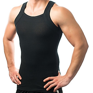 Different Touch Men's Athletic Style Tank Tops Square Cut Muscle Ribbed A-Shirts (XL, 4 Pack (Assorted))