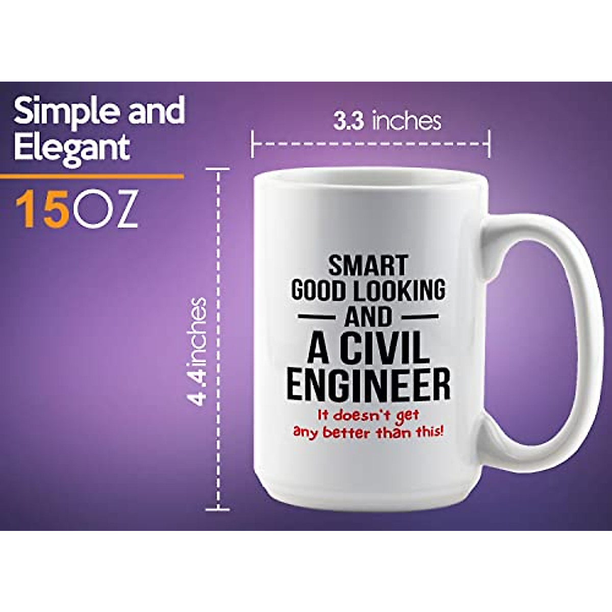 Flairy Land Civil Engineer Coffee Mug 15oz White -Smart Civil Engineer - Architect Bridge Engineer Builder Draftsman Interior Design Contractor