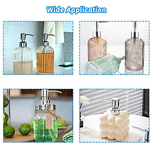 MroMax 304 Stainless Steel Soap and Lotion Dispensers Replacement Pump for 28/400 Bottles Jars,Bathroom Screw Lotion Pump Head, Silver 2Pcs