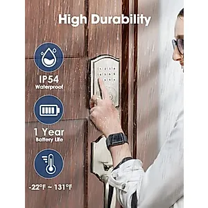 Keyless Entry Door Lock, Electronic Keypad Deadbolt with Handle, Auto Lock Front Door Handle Sets, Easy to Install, 50 User Codes, Security Waterproof Smart Locks for Front Door, Home/Hotel Use