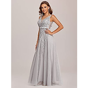 Ever-Pretty Women's Sleeveless Lace Wedding Guest Dress for Women Grey US10
