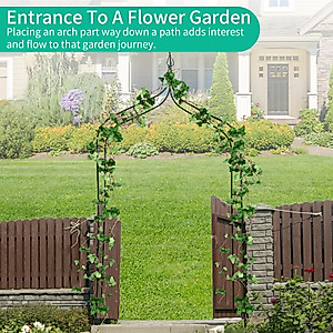 SCENDOR Garden Arch Trellis 8.4 Ft High x 4.6 Ft Wide, Dark Green Iron Arbor, Courtyard Arbor Trellis for Various Climbing Plants Rose, Outdoor Archway Wedding Ceremony Party