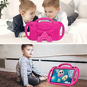 AVAWO Kids Case for Fire HD 10 & Fire HD 10 Plus Latest Model Tablet (13th/11th Generation 2023/2021 Release), with Shoulder Strap, Lightweight Shockproof Handle, Rose