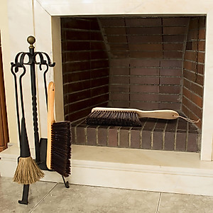 Patelai 2 Pieces Wooden Bench Brushes, Soft Bristles, Long Wood Handle, Brown